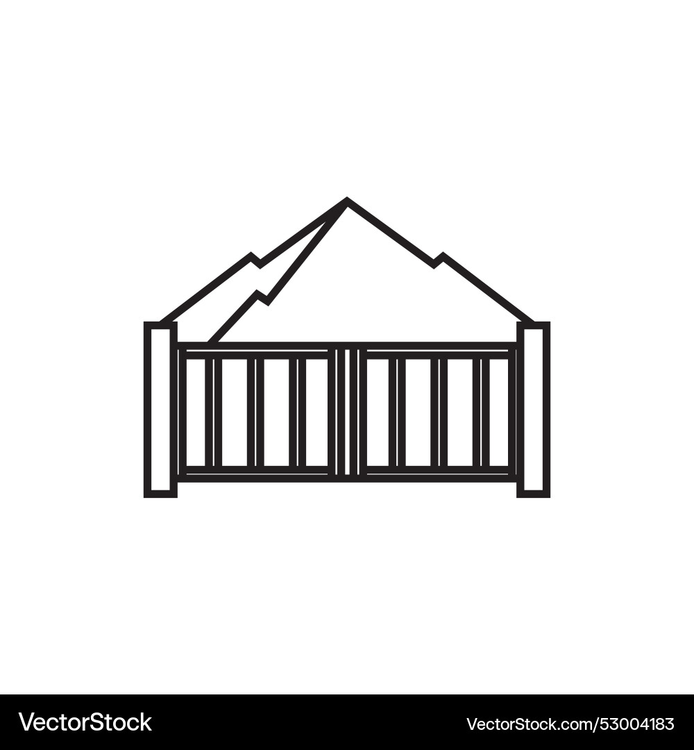 House gate line logo design Royalty Free Vector Image