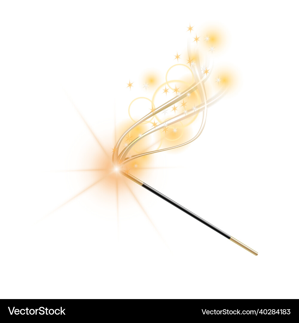 Magical Gold Wand with Sparkle Trail Royalty Free Vector