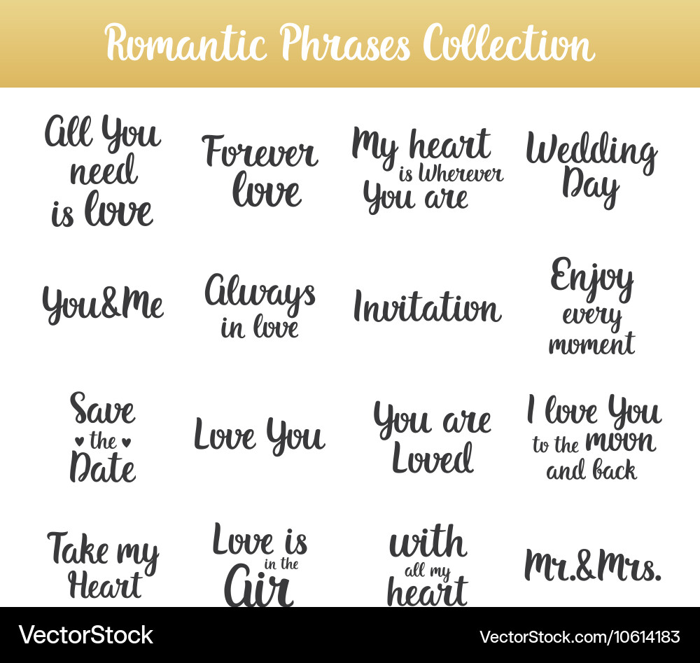 Romantic Lettering & Phrases Royalty Free Vector Image