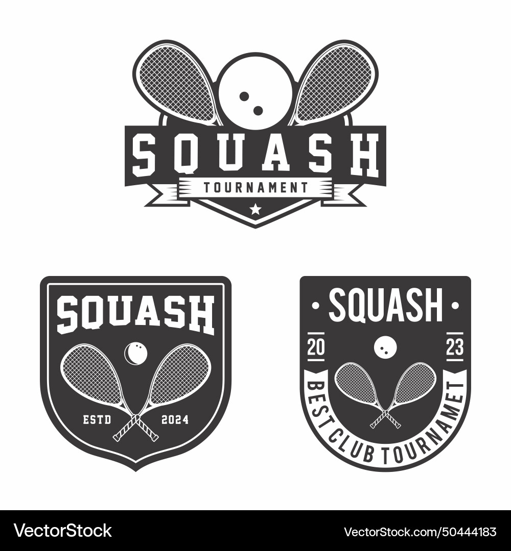 Squash logo collection emblem set collections Vector Image