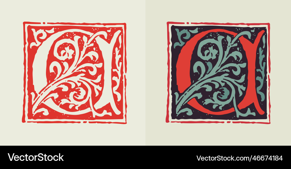 A letter medieval gothic initial blackletter Vector Image