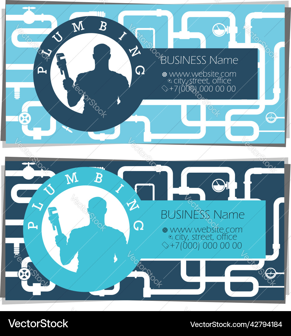 Business card plumbing concept plumber Royalty Free Vector