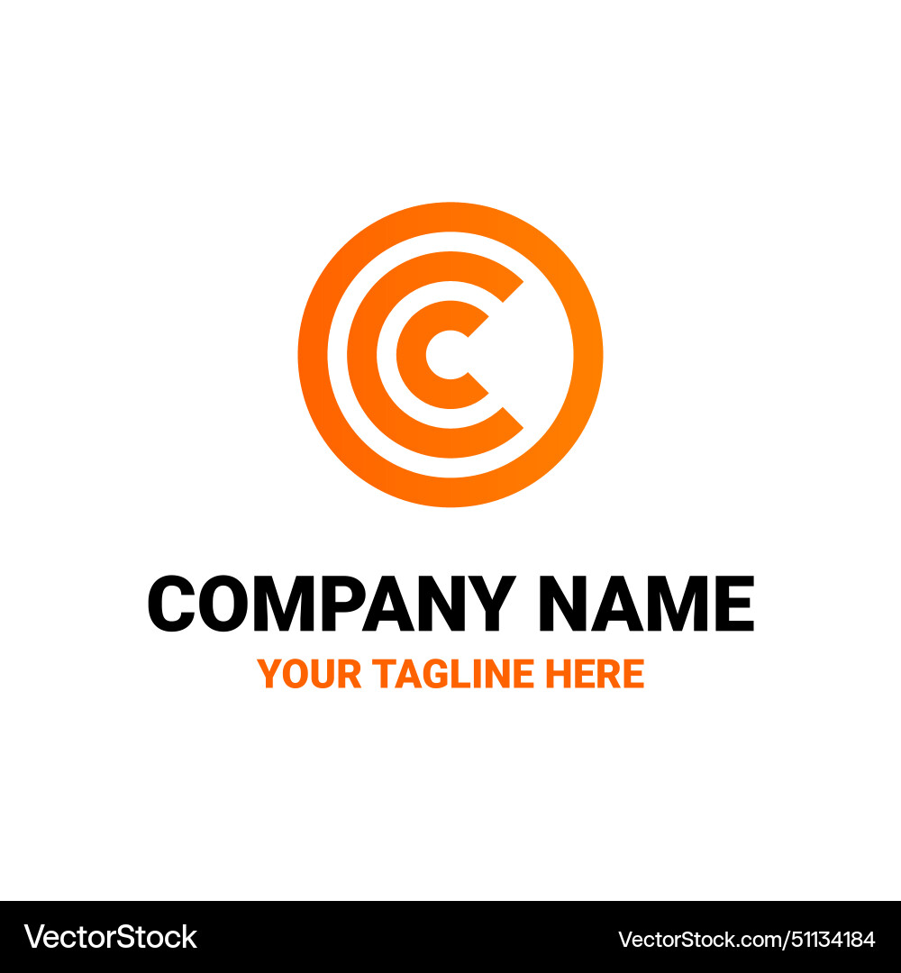 C letter initial central target logo Royalty Free Vector