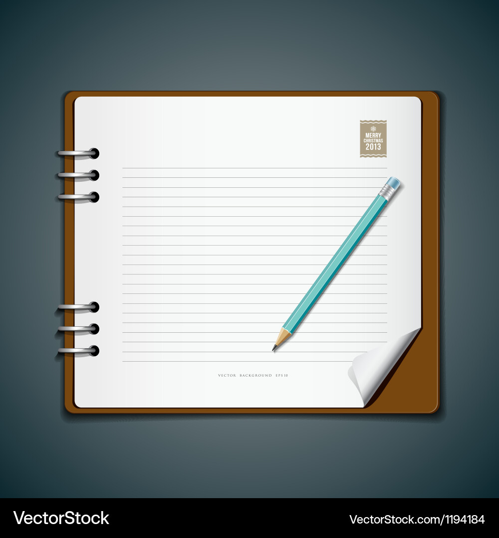 Diary note book and blue pencil Royalty Free Vector Image
