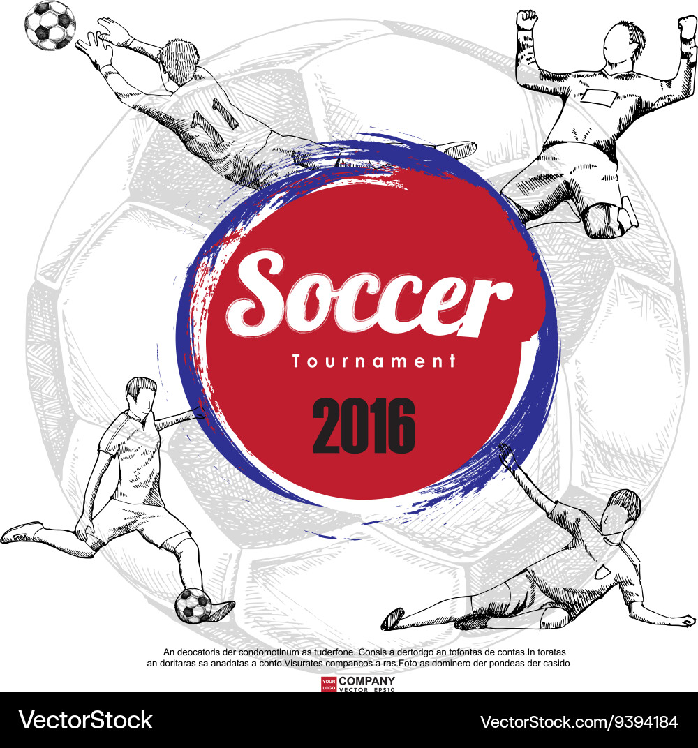 Drawing of soccer background Royalty Free Vector Image