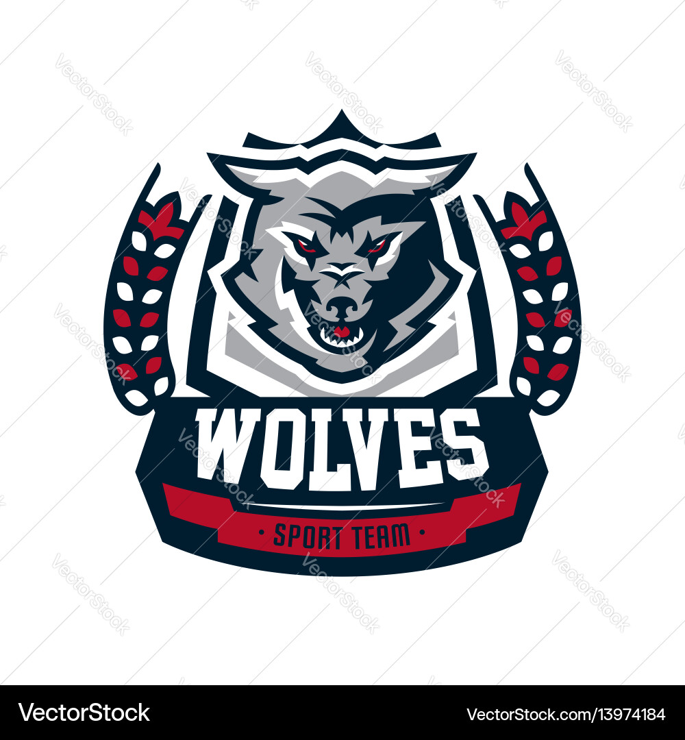 Emblem logo sticker aggressive wolf ready Vector Image
