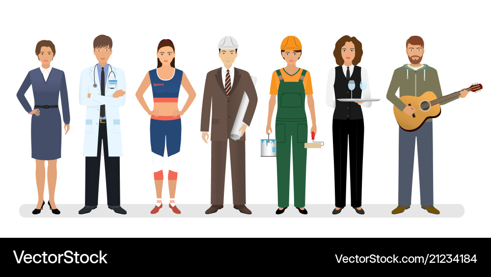 Employee and workers characters standing together Vector Image