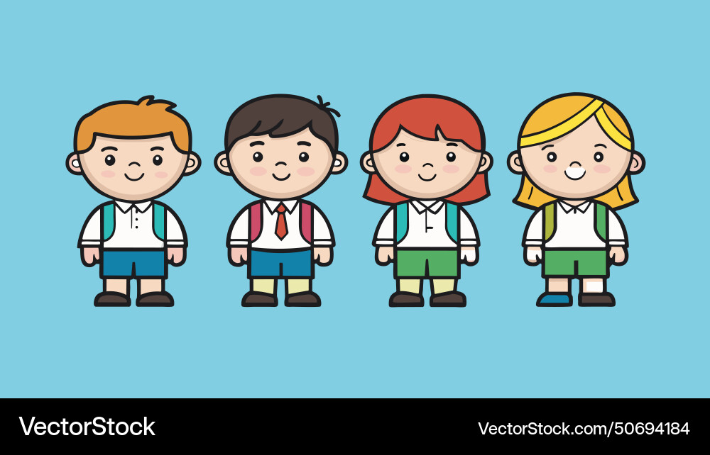 School kids vibrant cartoon Royalty Free Vector Image