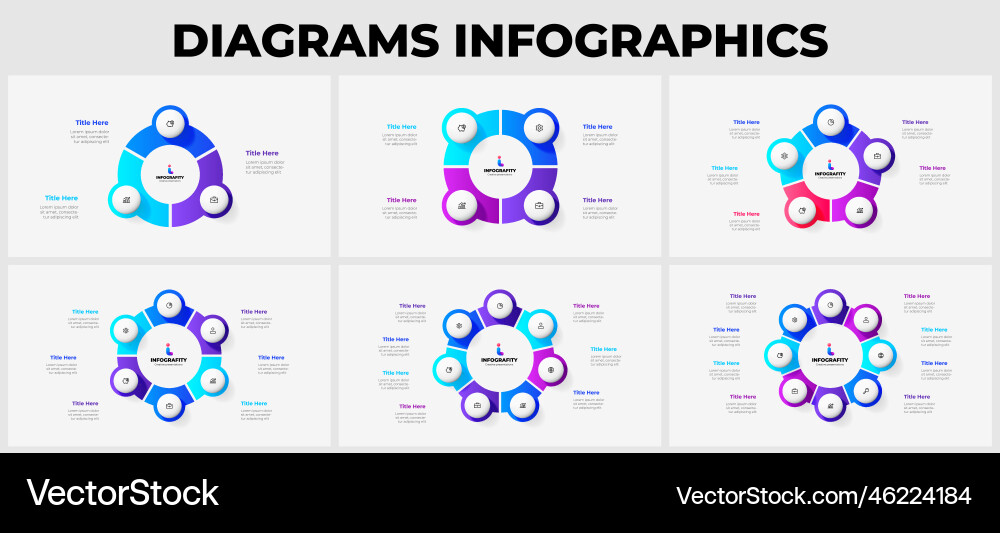 Slides with circle infographics elements Vector Image