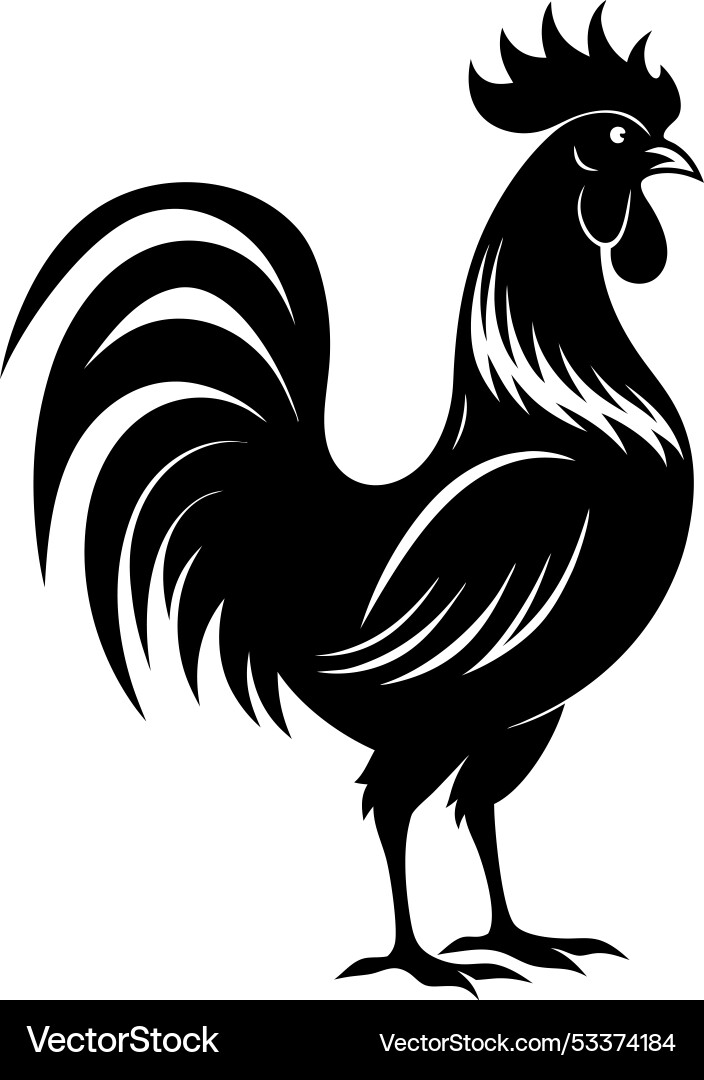 Stylized rooster silhouette tribal art Royalty Free Vector