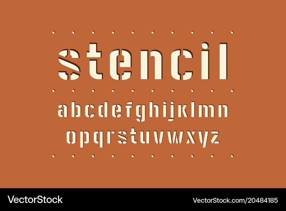 Decorative lowercase stencil-plate sans serif font