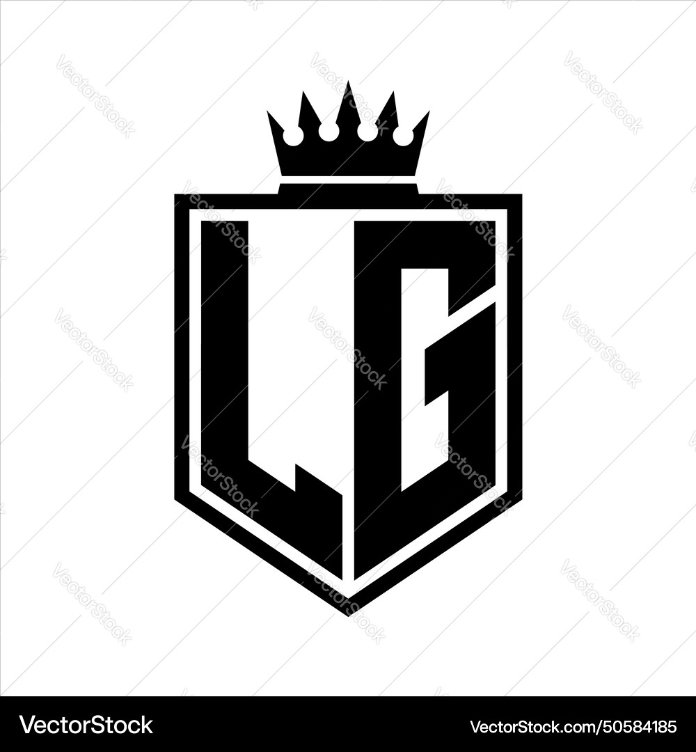 Lg logo monogram bold shield geometric shape Vector Image