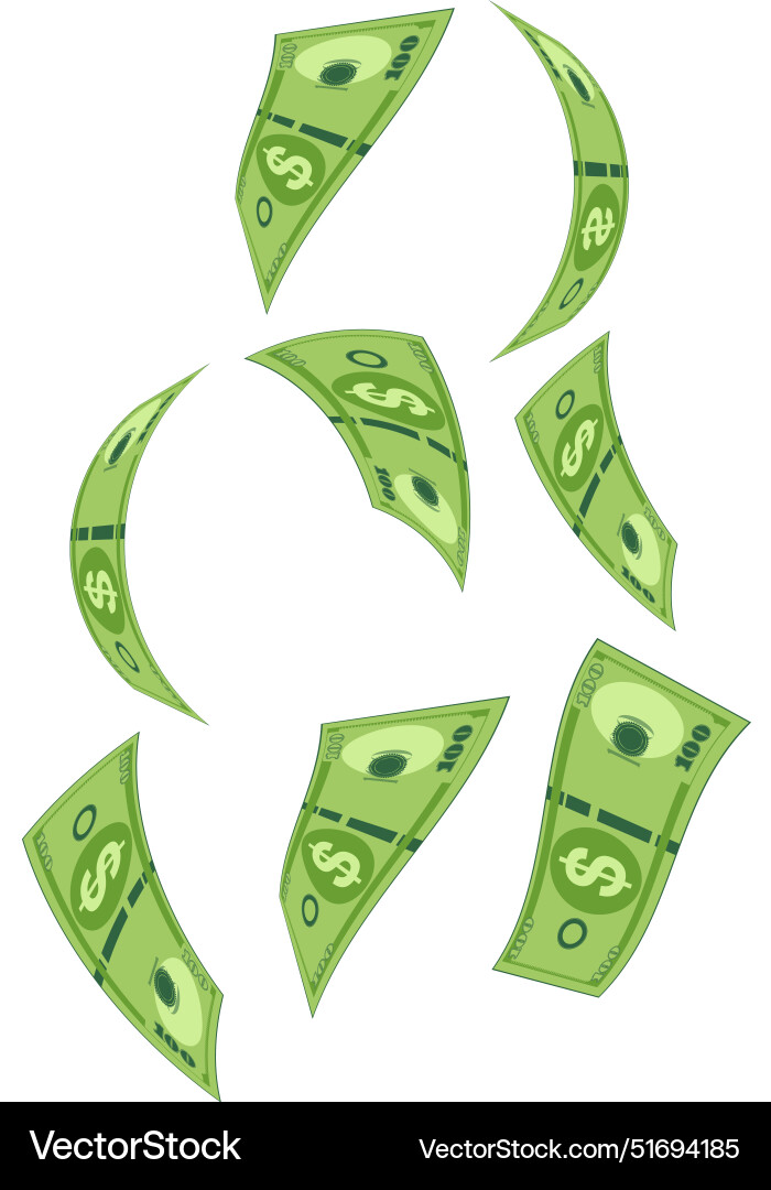 Many money bills falling down Royalty Free Vector Image