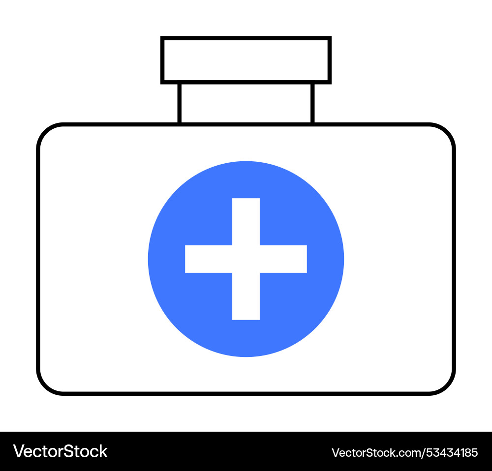 Medical first aid kit with blue cross symbol Vector Image