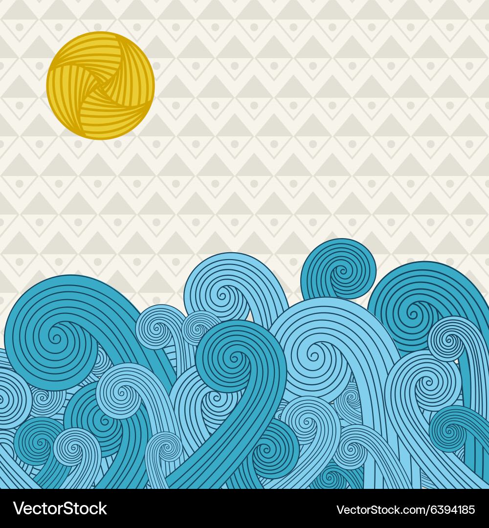 Sea waves and sun Royalty Free Vector Image - VectorStock
