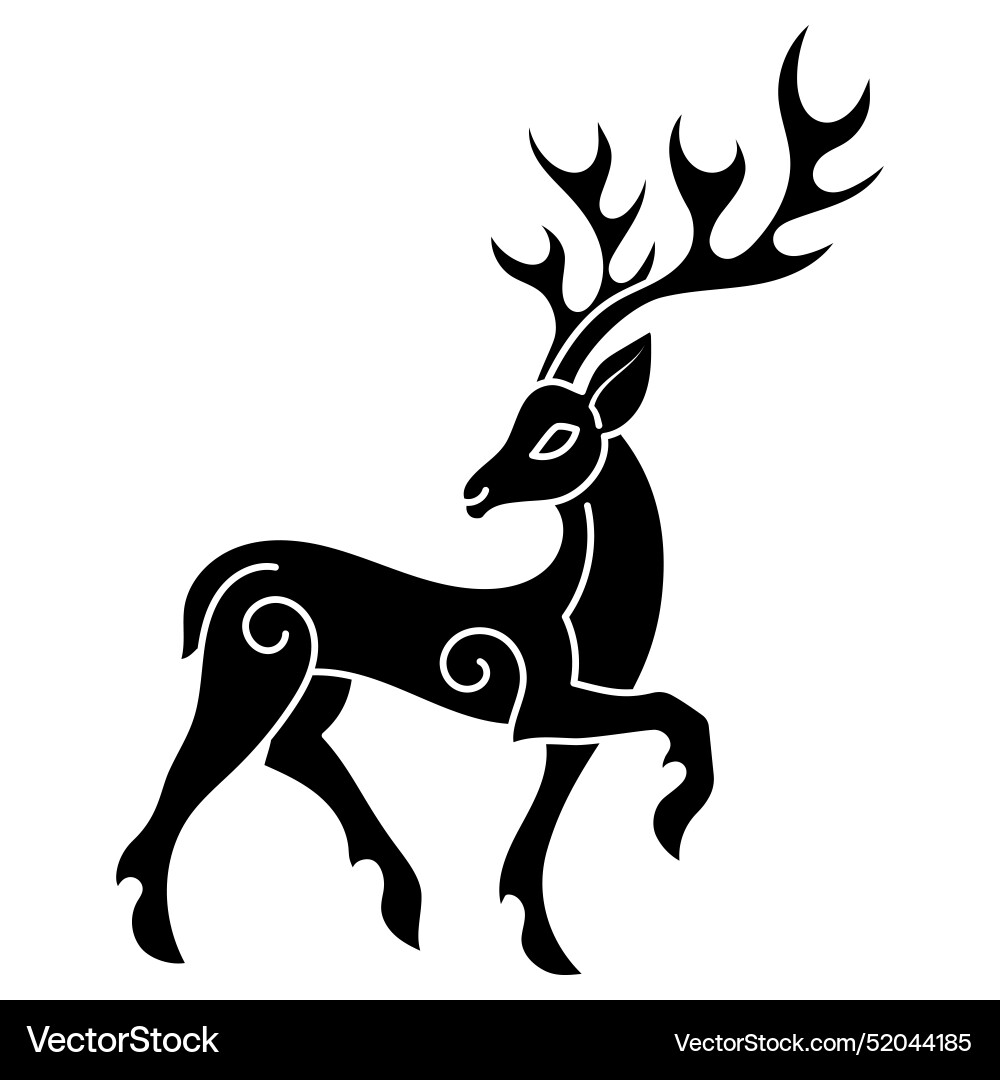 Vintage retro deer drawn in the Royalty Free Vector Image