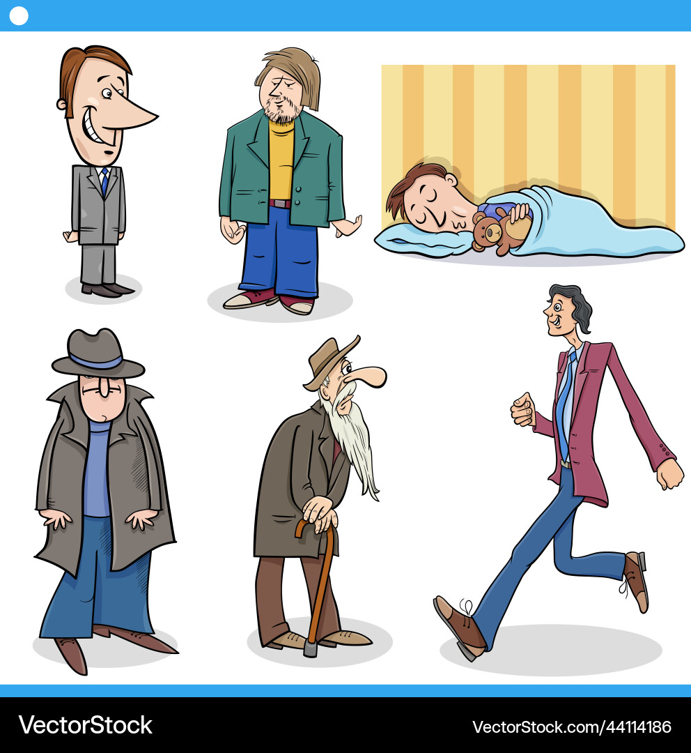 Cartoon funny men comic characters set Royalty Free Vector