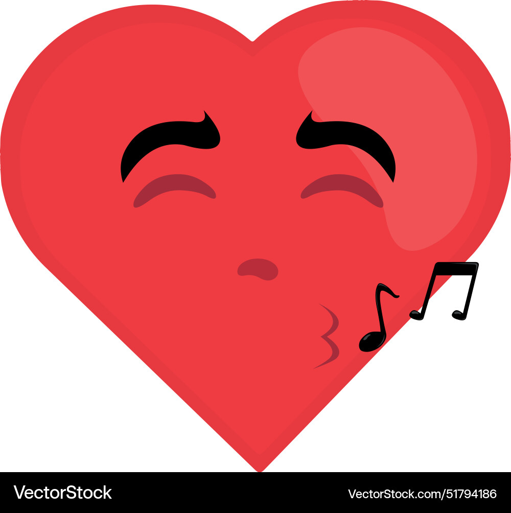 Character heart cartoon whistling Royalty Free Vector Image