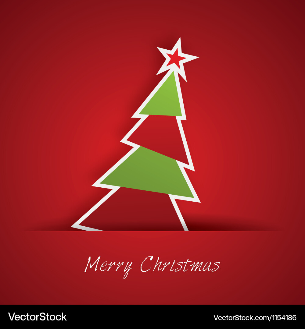 Christmas tree with red background Royalty Free Vector Image