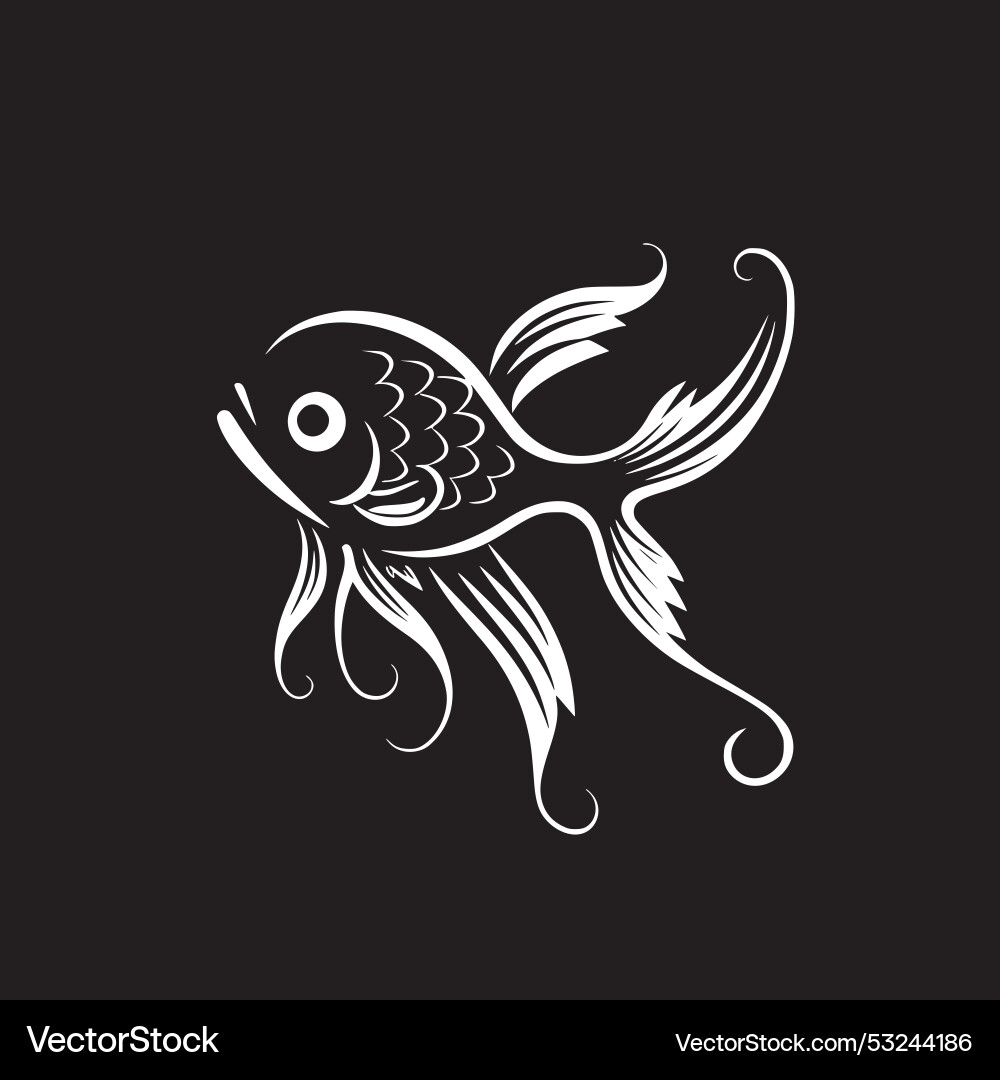 Goldfish - black and white isolated icon Vector Image