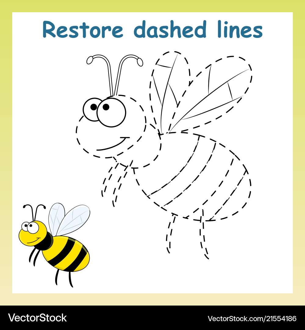 Trace game for children cartoon bee restore Vector Image