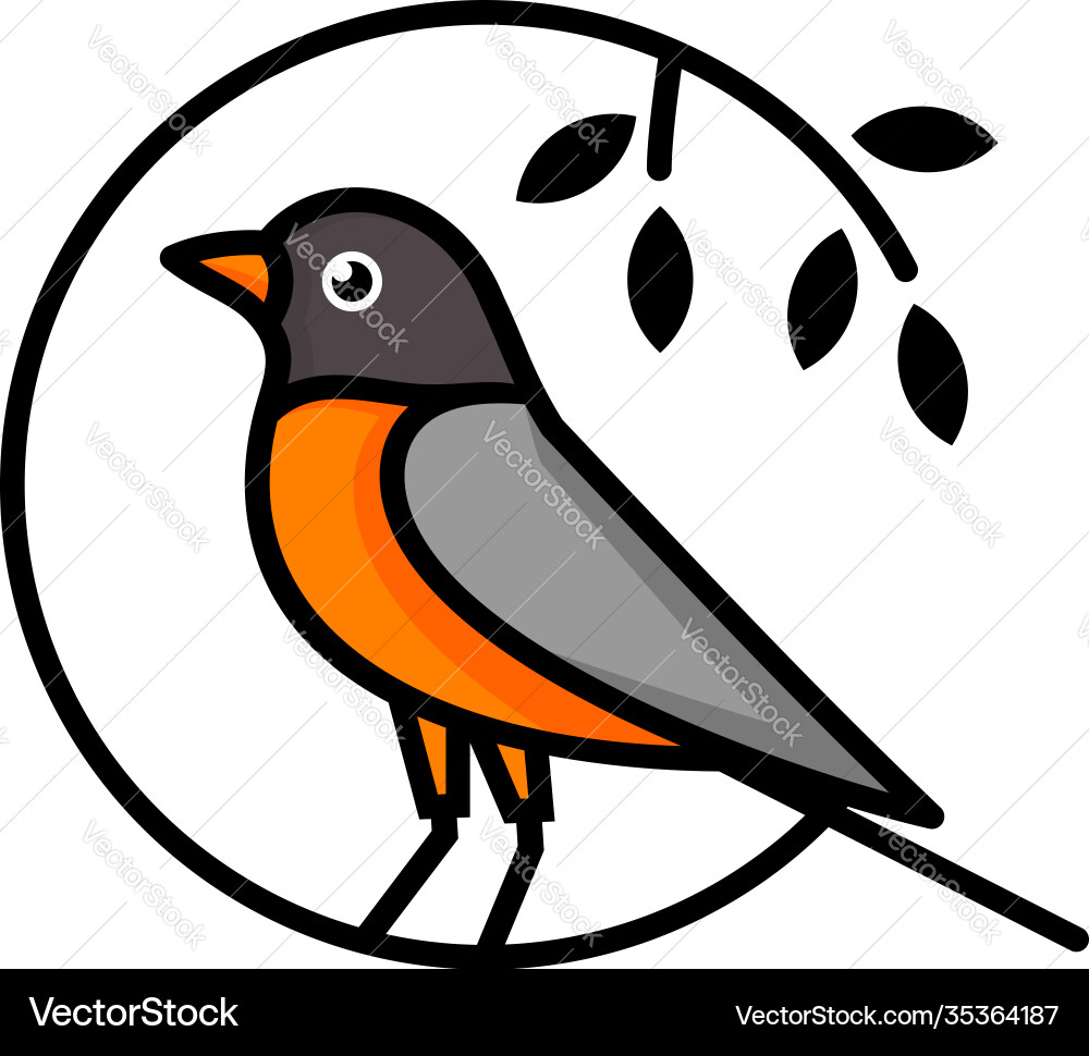 American robin logo template Royalty Free Vector Image