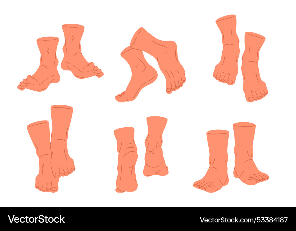 Barefoot Feet - Diverse Positions Royalty Free Vector Image