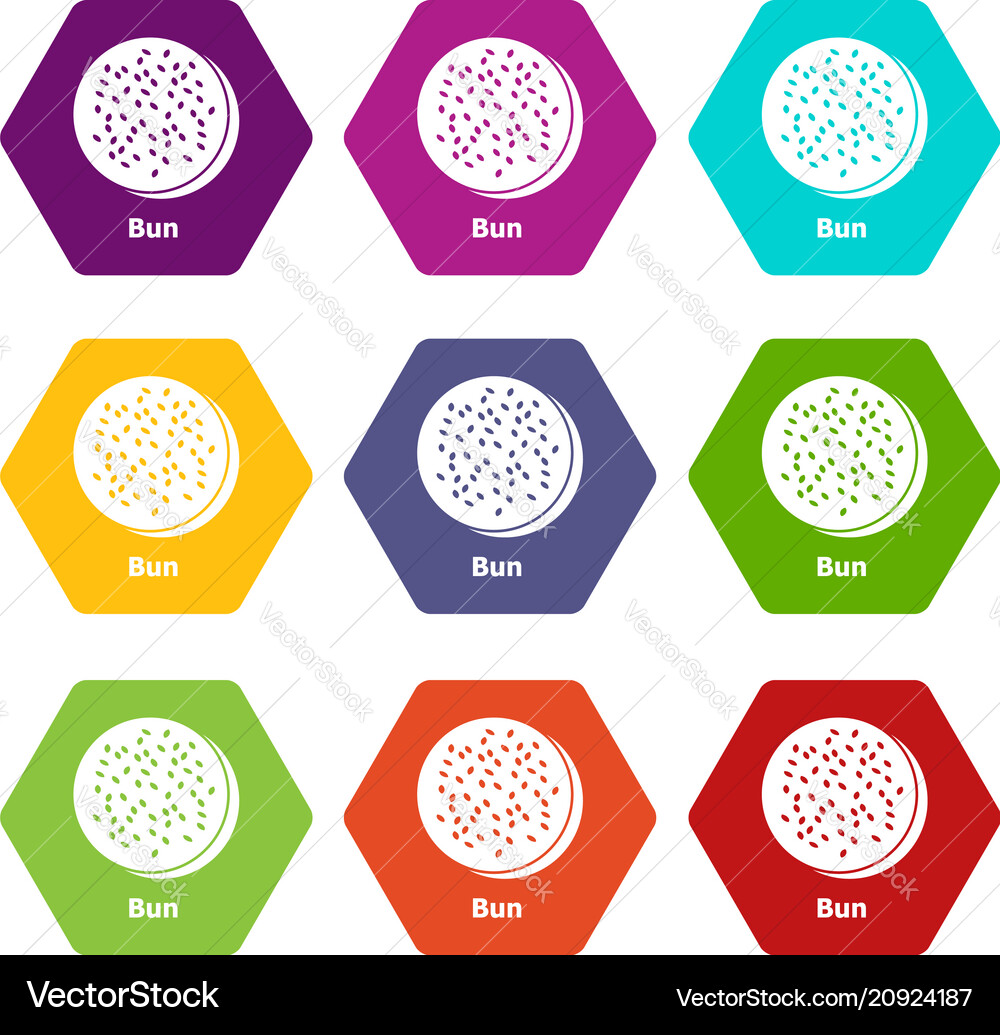 Colorful Bun Icon Set Royalty Free Vector Image