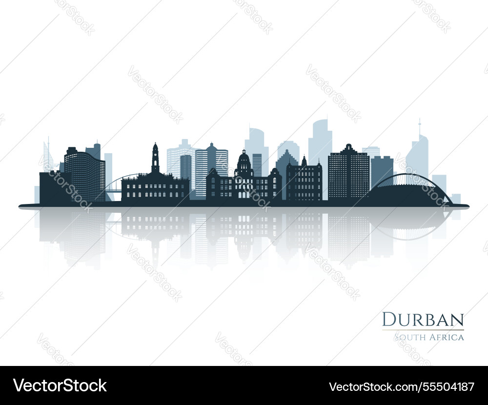 Durban skyline silhouette with reflection Vector Image