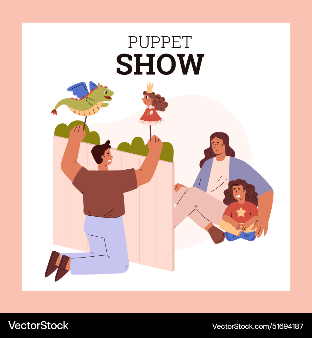 Family puppet show Royalty Free Vector Image - VectorStock