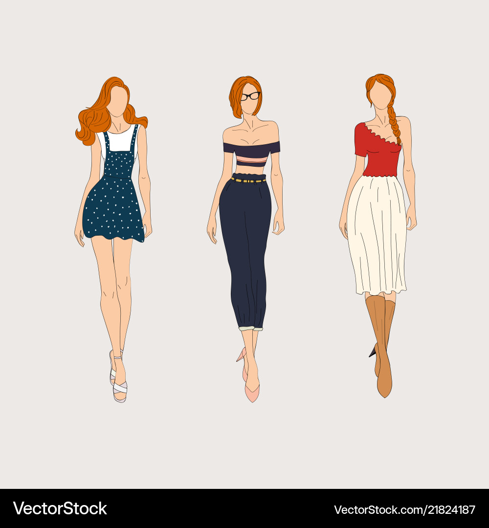 Hand drawn fashion models concept Royalty Free Vector Image
