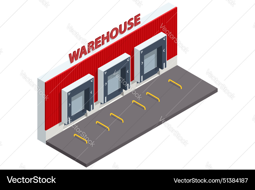 Isometric large modern warehouse with truck Vector Image