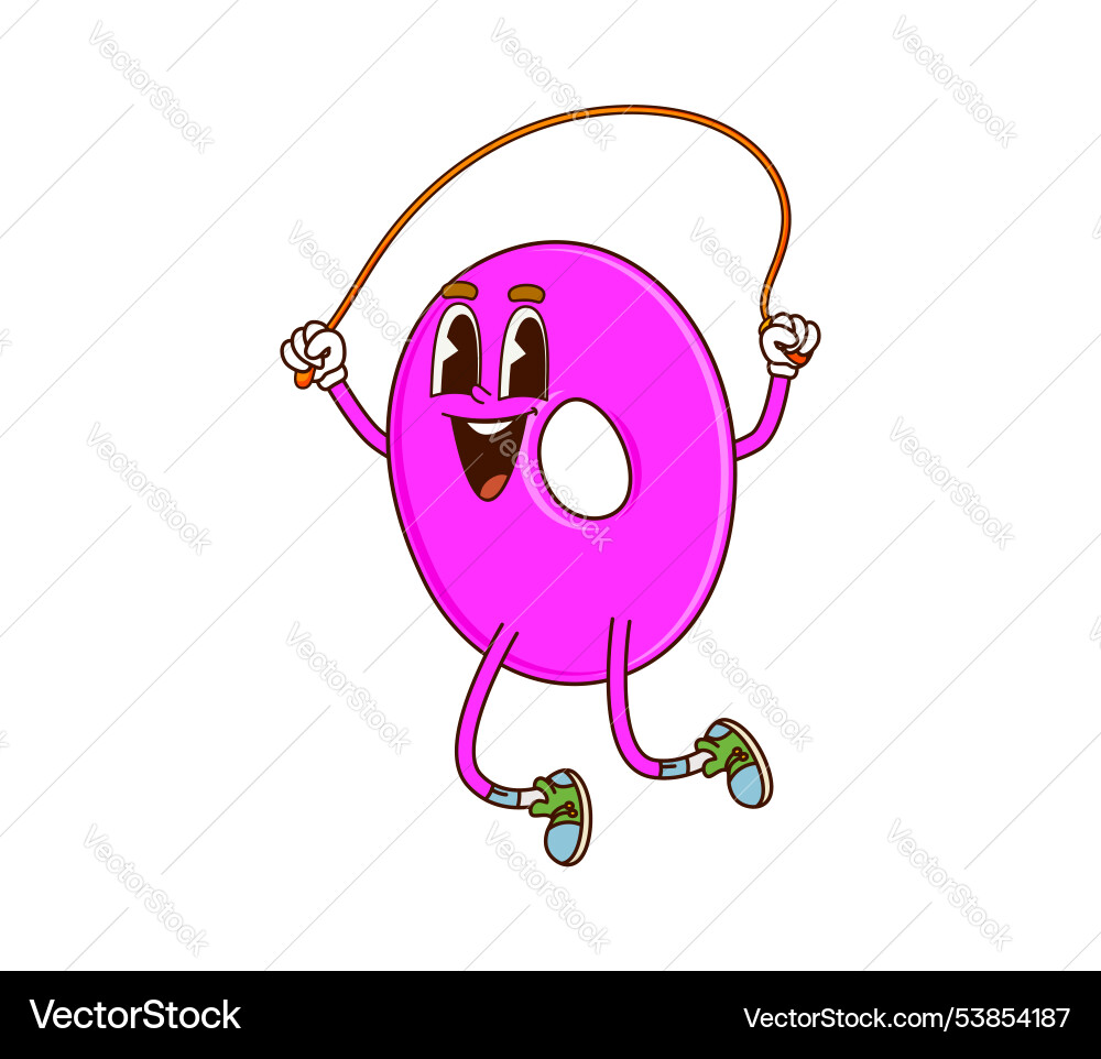 Math zero number groovy character Royalty Free Vector Image