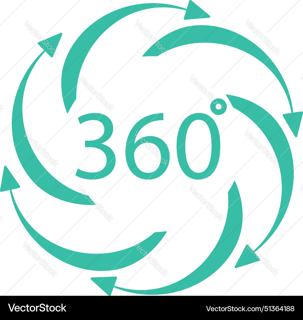 360 degree view icon with arrows Royalty Free Vector Image