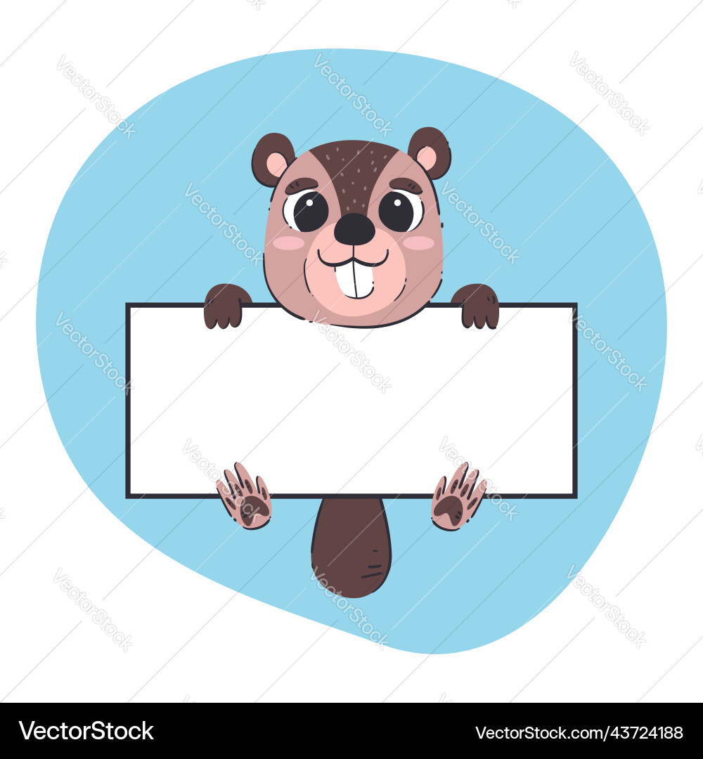 Beaver holding a blank banner Royalty Free Vector Image