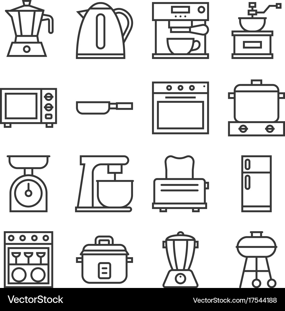 Kitchen Appliance Icons Set Royalty Free Vector Image
