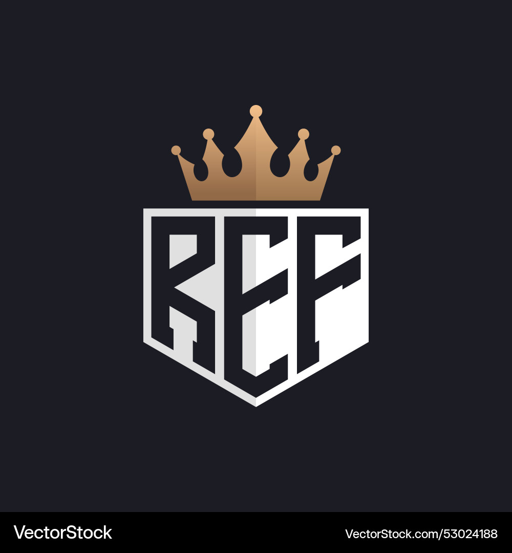 Luxury ref logo with crown elegant initials Vector Image