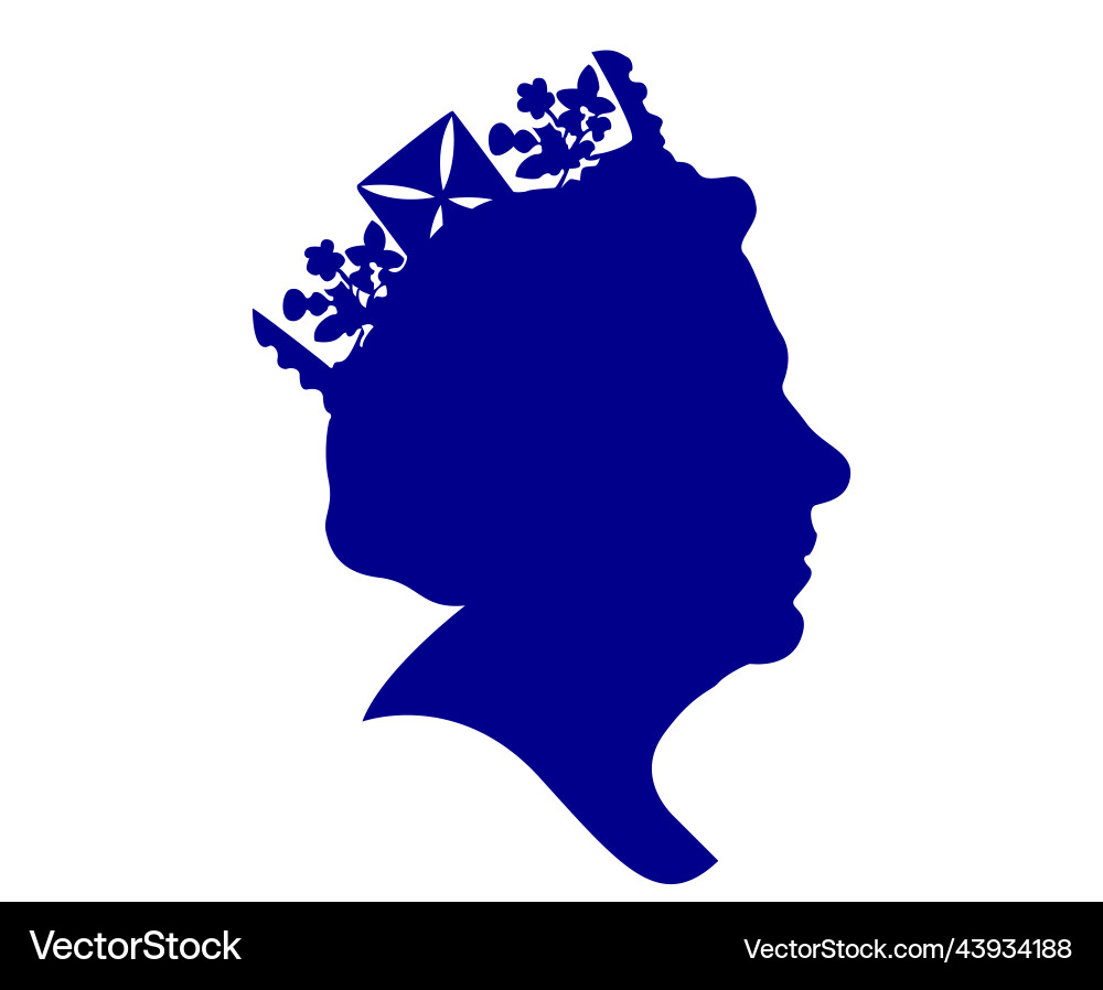 Queen Elizabeth Portrait - Blue Royalty Free Vector Image