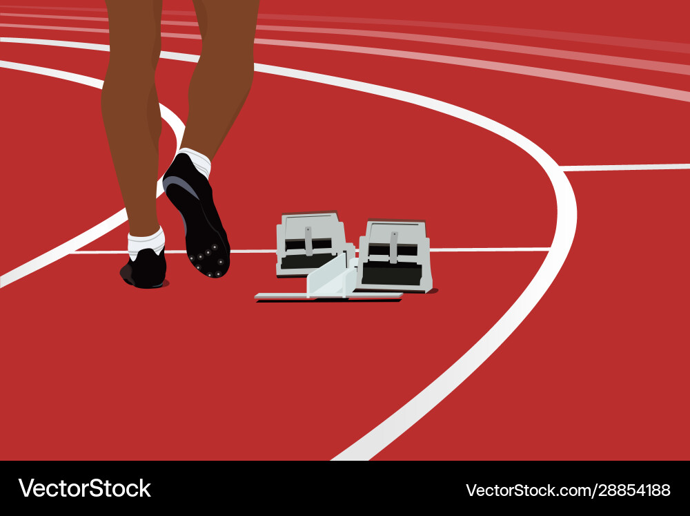 Runner athlete and starting blocks Royalty Free Vector Image