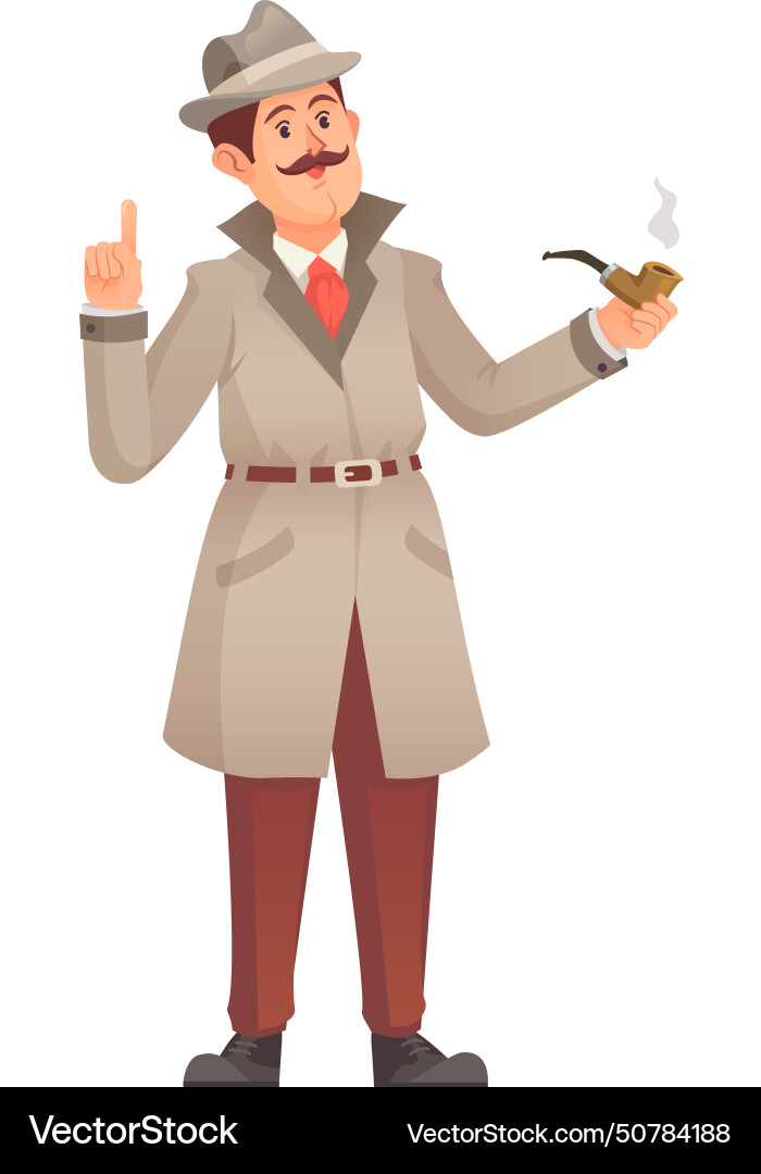 Smart Detective Cartoon with Pipe Royalty Free Vector Image