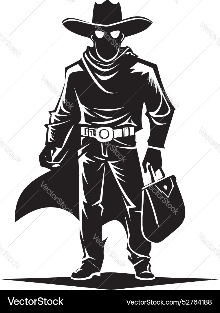 Wanted cowboy robbers trail cartoon robber Vector Image