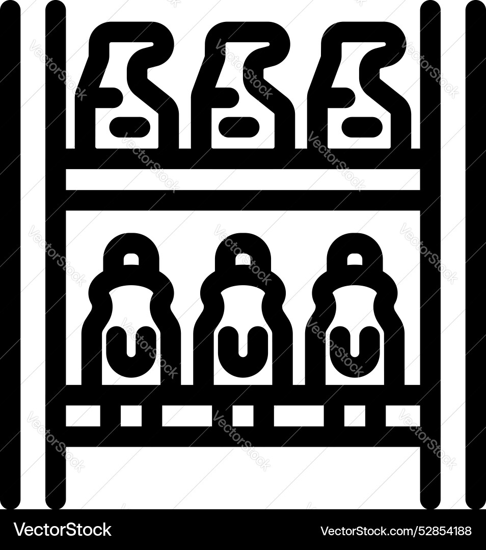 Warehouse storage racks holding cleaning supplies Vector Image