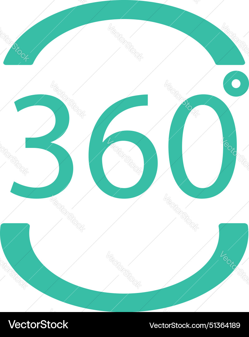 A tealcolored icon representing 360degree rotation