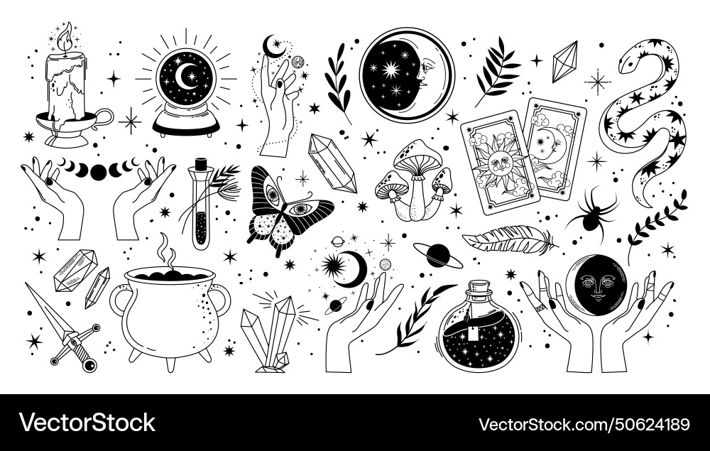Astrology esoteric symbols mystic witch elements Vector Image
