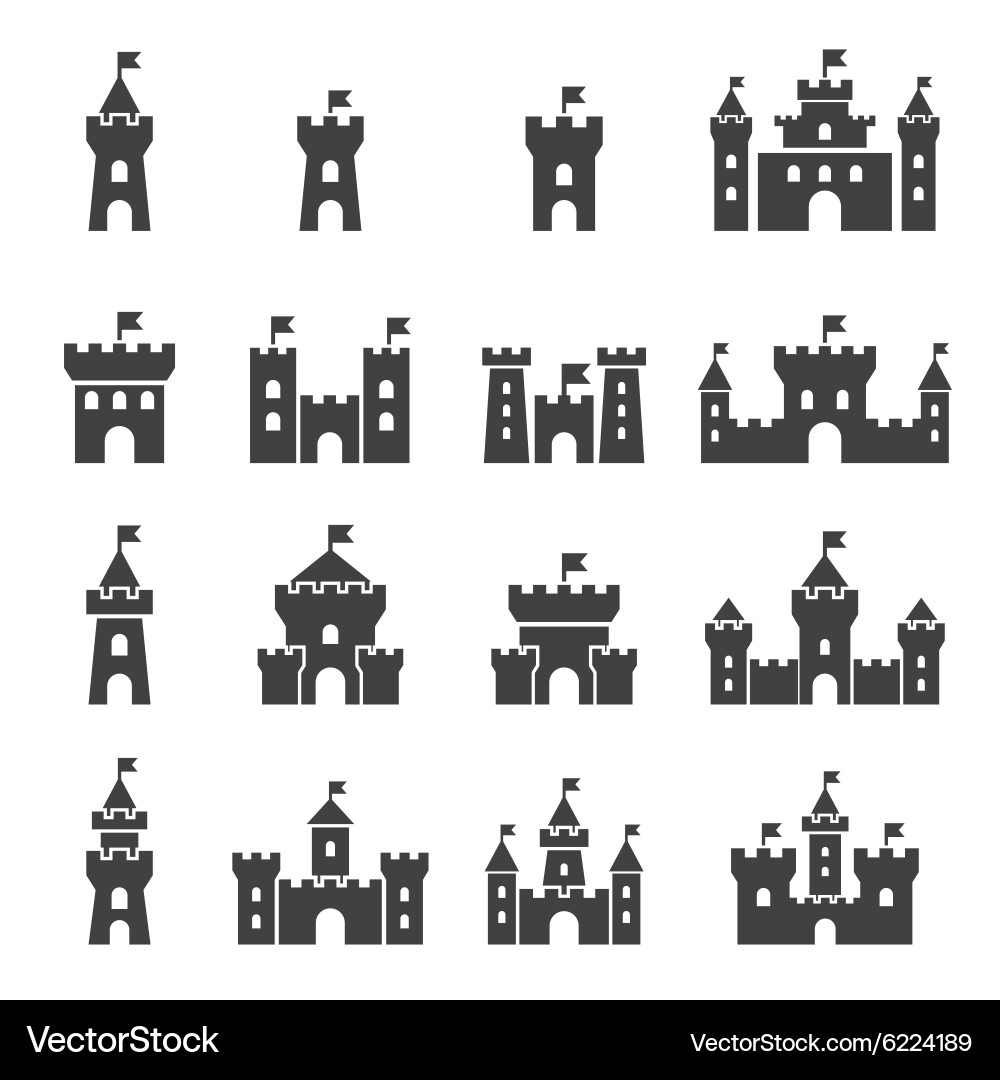 Castle Icon Collection Royalty Free Vector Image