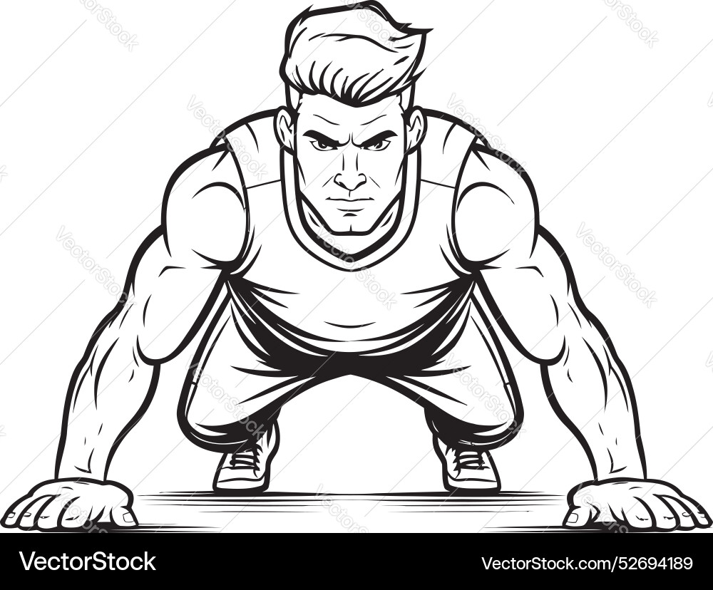 Energetic male engaged in push up exercise black Vector Image