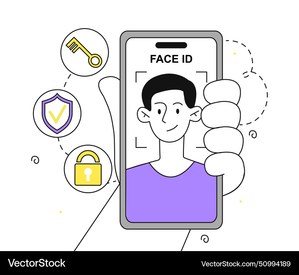 Face id linear Royalty Free Vector Image - VectorStock