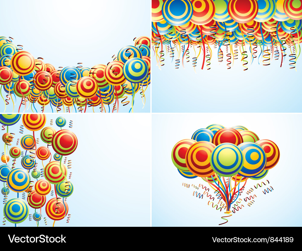 Four composition with creative balloons Royalty Free Vector