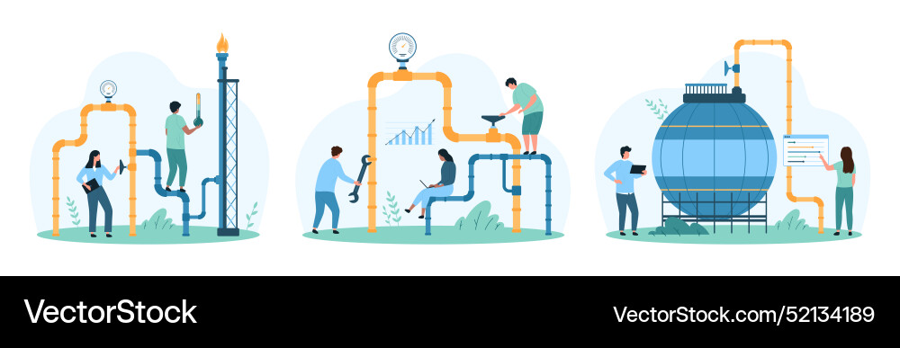 Gas station inspection engineering set tiny Vector Image