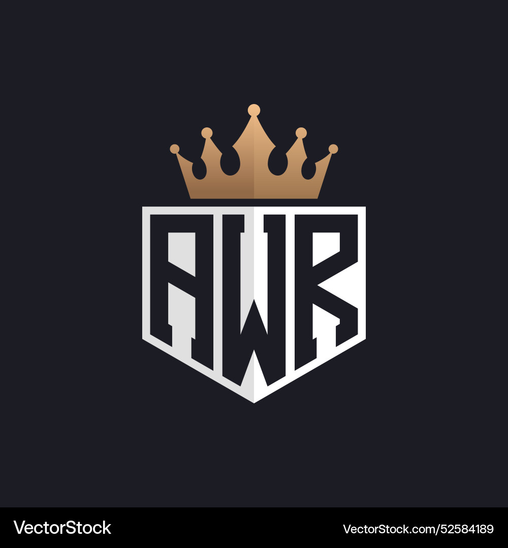 Luxury awr logo with crown elegant initials Vector Image